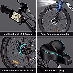 HITWAY Electric Bike for Adults, 750W/48V/14Ah Ebike with Removable Battery, 20MPH/35-75Miles Bicycle 26'×3.0 Fat Tire, Mountain E Men Women, Shimano 7-Speed Transmission, IP54, BLACK, (BK3M)