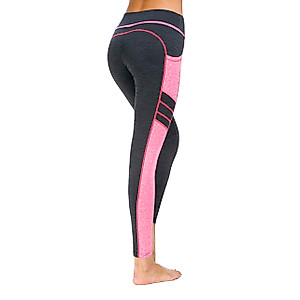 Flatik Women's Activewear Workout Yoga Pants Exercise Running Leggings with Side Pocket (X-Large, 1013Black/Black White)