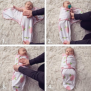 Baby Girl Swaddle Blanket Adjustable Wrap Set Size Small/Medium, 0-3 Months - 3 Pack - Pink Peony, Pink Heart, Pink Buffalo Plaid - Newborn Swaddle, Baby Swaddles by Ziggy Baby