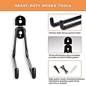 Heevir Garage Hooks Heavy Duty - 11 Inch Large Wall Mount Storage Hanger, 4 Pack Long Hook Garage Organizer for Hanging Tool, Chairs, Hoses, Ladder, Bulk Items, Ropes, etc.