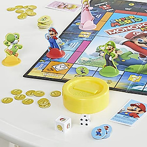 Monopoly Junior Super Mario Edition Board Game, Fun Kids' Ages 5 and Up, Explore The Mushroom Kingdom as Mario, Peach, Yoshi, or Luigi (Amazon Exclusive)