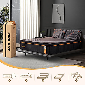 DIGLANT California King Mattress, 14 Inch Plush Memory Foam Hybrid Mattress with Individually Pocket Coils for Pressure Relief, Balanced Support, Calking Size Mattress in Box, Motion Isolation
