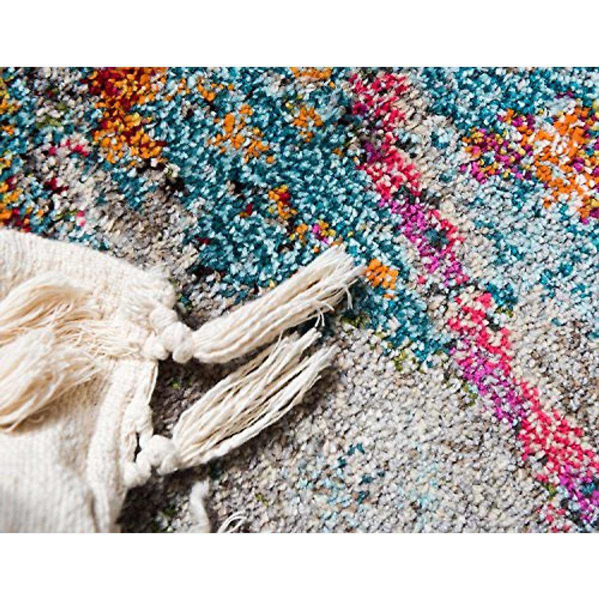 Unique Loom Chromatic Collection Modern Rustic & Vibrant Abstract Area Rug for Any Home Décor, Rectangular 8' 0" x 10' 0", Beige/Blue