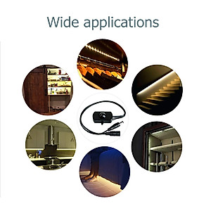 SENSKY BS010H DC 12V to 30V 3A Mini Pir Motion Sensor Switch,Occupancy Sensor Switch for Gun Safe, Kitchen Cabinet, Pantry, Closet led Lighting (Black-without Light Sensor)