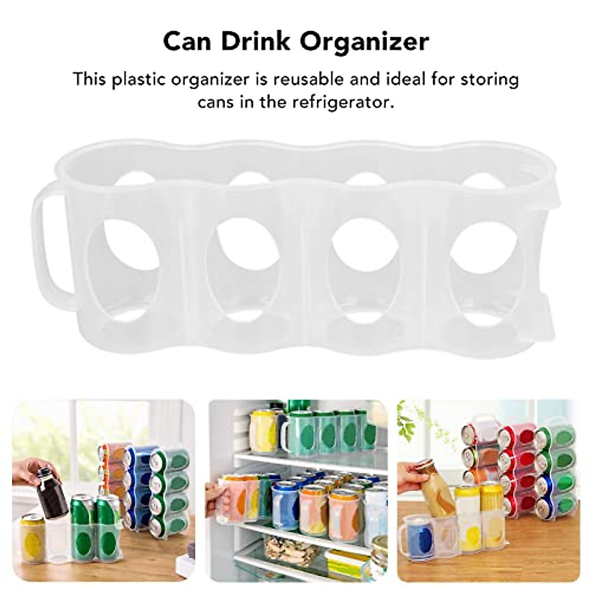Can Storage Box, Transparent Reusable Can Drink Storage Holder Organizer with Handle Portable Soda Can Organizer Beer Can Holder for Refrigerator Cabinets