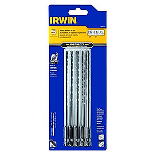 IRWIN Tools 1881078 Impact Performance Series Masonry 6-Inch Drill Bit Mixed Set, 5-Piece