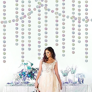 Iridescent Disco-Holographic Party-Decorations Garland Streamers - 52Ft Birthday Bachelorette Hanging Banner Decor,Engagement Valentines Dance Classroom Glitter New Years Christmas Backdrop Huglony