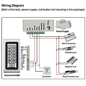 HFeng Standalone IP68 Waterproof RFID Access Control Keypad Metal Card Reader + 10pcs 125KHz Proximity Keychains WG26 2000 Users for Home/Office