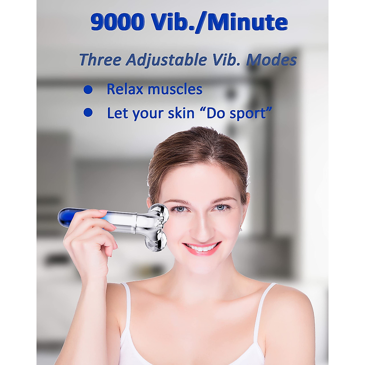 Microcurrent Face Massager Roller, 5D Microcurrent Facial Device Facial Massager Beauty Skin Care Tool for Face Eye Neck, Gift for Women