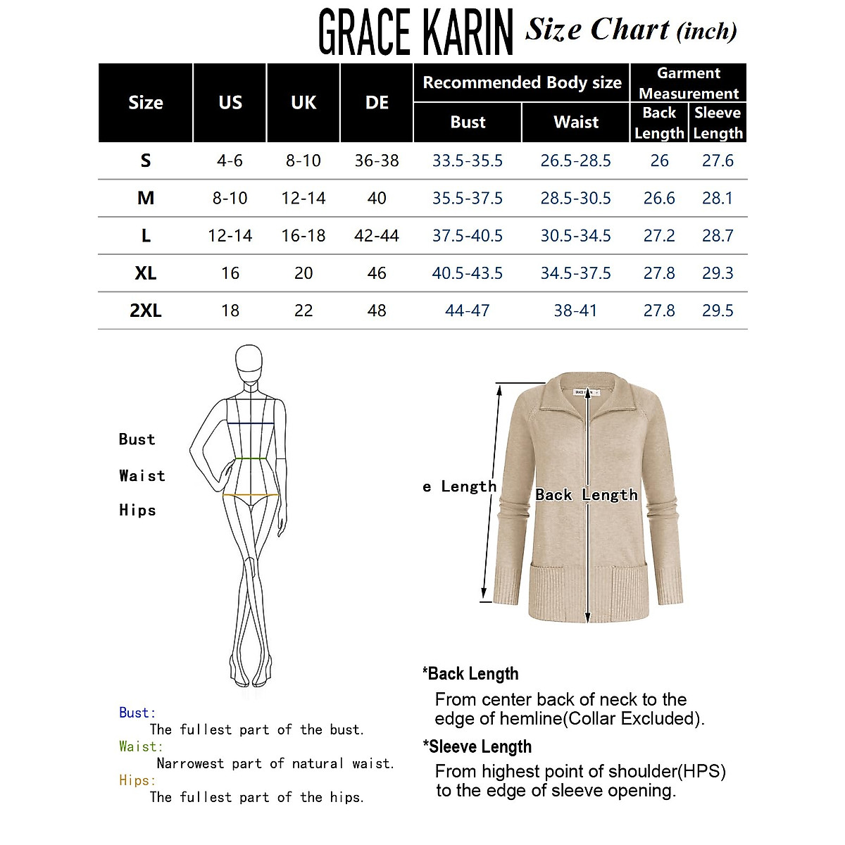 GRACE KARIN Zip Up Cardigan Sweaters for Women Stand Collar Long Sleeve Chunky Knit Full Zip Sweaters Jackets for Women Office Wear L Apricot