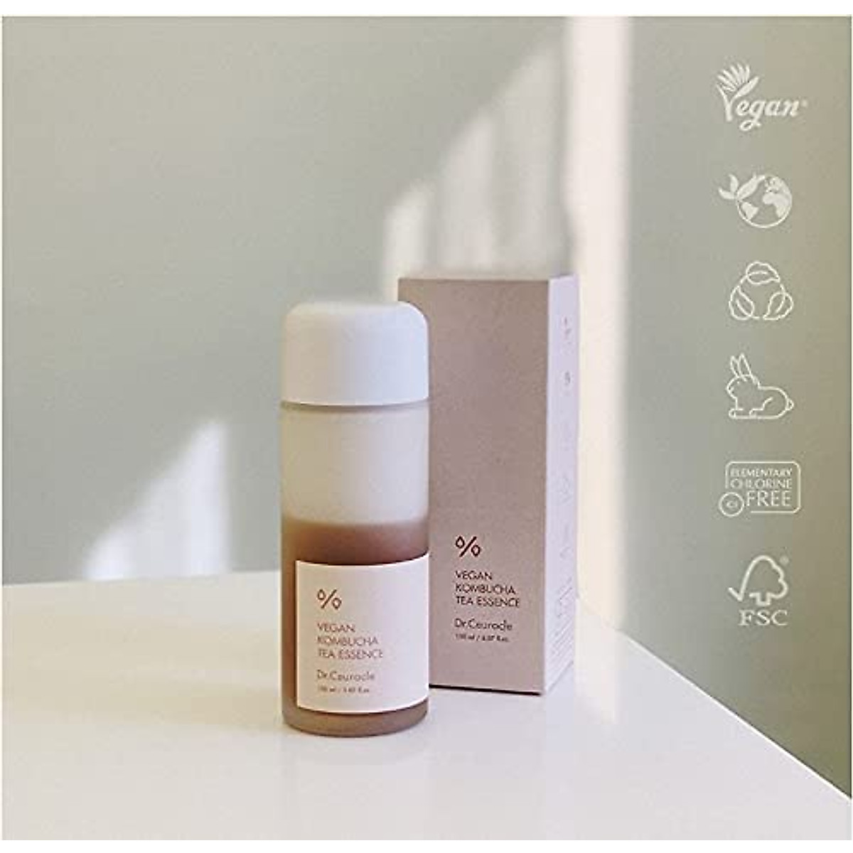 Dr.Ceuracle Vegan Kombucha Tea Essence 5.07 fl.oz. | Detoxifying impurities for healthy complexion and providing hydration, Vegan all in one essence for All skin Types with Kombucha Tea Extract