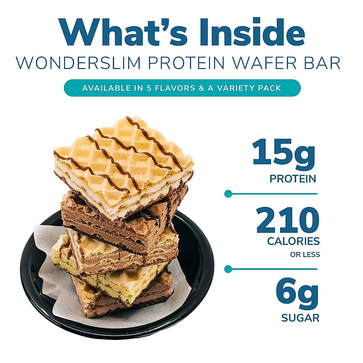 WonderSlim Protein Wafer Snack Bar, Vanilla, 200 Calories, 15g Protein, 0mg Cholesterol (5ct)