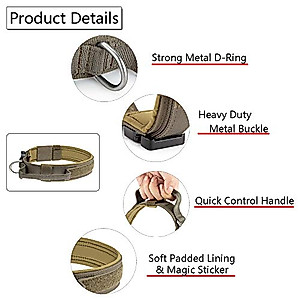 Tactical Dog Collar-JiePai Military Dog Collar for Medium Large Dogs Thick K9 Collar Heavy Duty Dog Collar Metal Buckle(XL,Ranger Green)