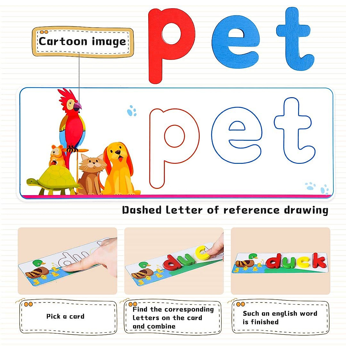 SpringFlower See & Spell Matching Letter Game for Preschool Kindergarten Kids,Learning Educational Toy,Toddler Learning Activities,CVC Word Builders for 3 4 5 6 Years Old Boys and Girls,80Pcs