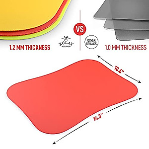 Zulay Kitchen Non-Slip Flexible Cutting Board - Dishwasher Friendly Cutting Mats For Cooking - Thick & Durable Flexible Cutting Mats - Non-Porous Cutting Board Mat Set of 3