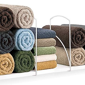 Lynk® Tall White Shelf Dividers - Linen Closet Organizers and Storage - Linen Storage - Closet Organization - Towel Organizer for Closet (Set of 2)