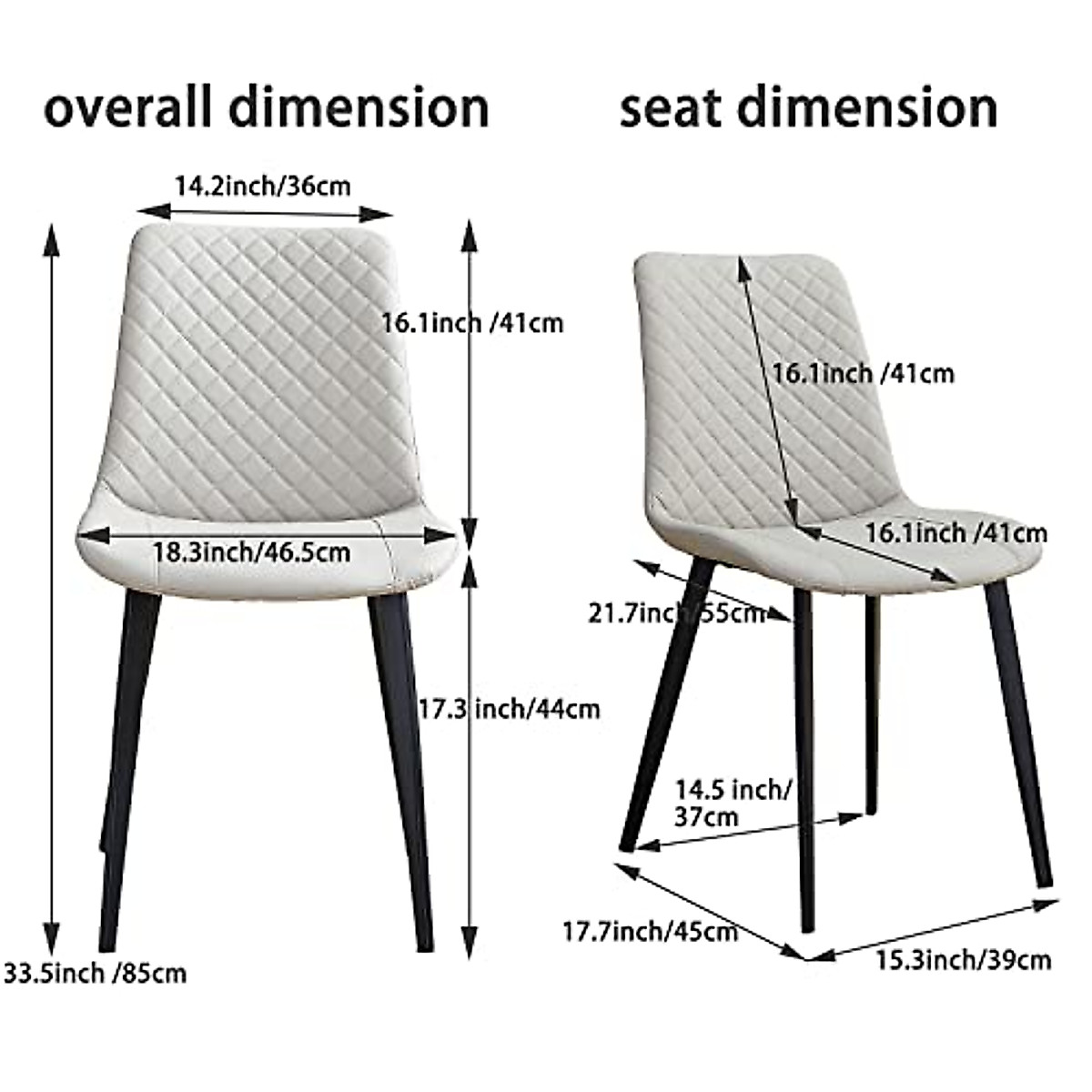 seonyou Modern Dining Chair Set of 4, Beige Dining Chair with Metal Leg, Mid Century Kitchen Chairs