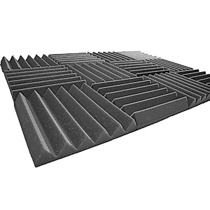Pro Studio Acoustics - Charcoal - 12"x12"x2" Acoustic Wedge Foam Absorption Soundproofing Tiles - 12 Pack