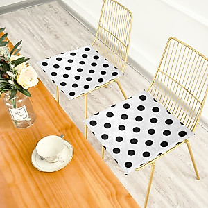 ALAZA White Black Polka Dot Chair Seat Cushion Memory Foam Pads for Home Kitchen Dining Office Chairs Car Seats 15.7" x 15.7" x 1.2"