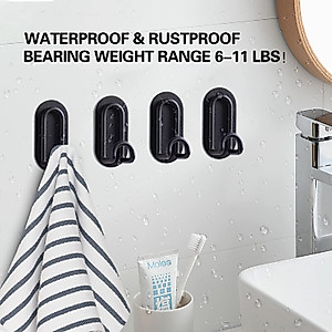XZHXFXAdhesive Hooks,Matte Black Towel Hook,Sticky Hanger for Kitchen and Door,Bathroom Wall Hooks for Hanging Towel Robe Hat Coat Key,4Packs (Black)