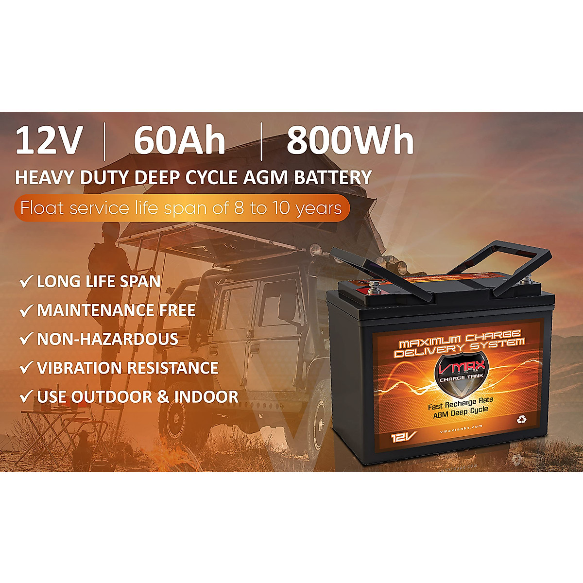 QTY 2 VMAX MB96-60 12 Volt 60Ah AGM Deep Cycle Wheelchair battery, replaces 55ah Group 22NF batteries. 12V Group 22NF Scooter & Wheelchair Battery compatible with Pride Mobility, Jazzy, Invacare 22NF