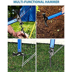 Sahara Sailor Tent Stakes, 8PCS Metal Camping Stakes Heavy Duty Tent Stakes with Hammer and Storage Bag, Unbreakable and Inflexible Tent Pegs for Camping, Hiking, Backpacking, Gardening