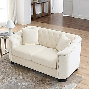 Xshelley 59" Chesterfield Sofa, Loveseat Sofa Couch, Modern Upholstered Sofa Couch for Living Room Bedroom Office Apartment