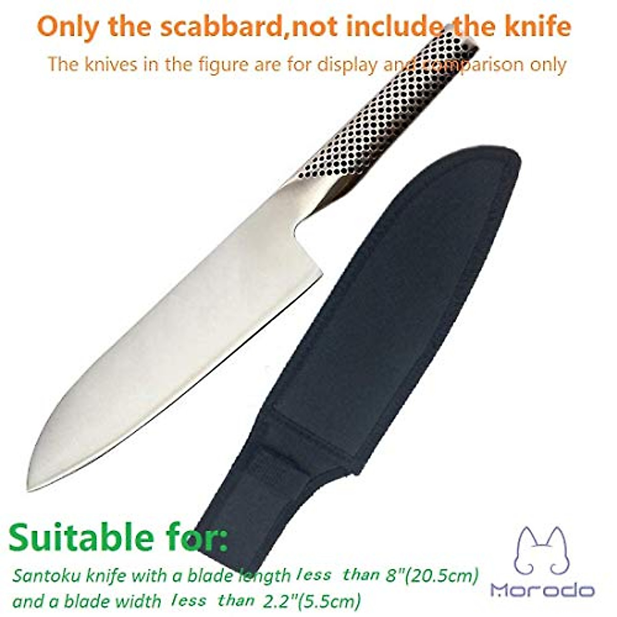 8" Santoku Knife Scabbard Sheath Sande knife Sheath (Black Nylon)