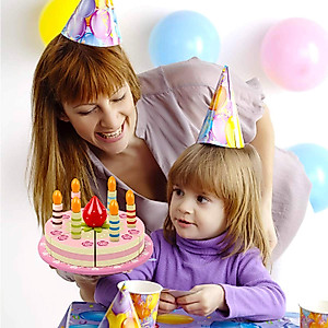 Wooden Play Food Sets for Kids Kitchen,Pretend Play Kitchen Fake Cutting Food Toys,Educational Toy for Toddler Girl 1 2 3 Year Old Birthday Gift (Birthday Cake)