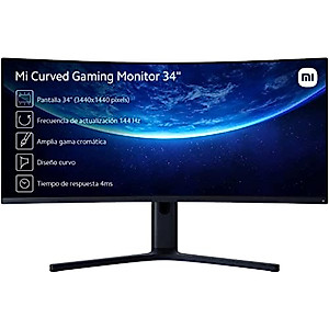 Xiaomi Mi Curved Gaming Monitor 34 Inch with AMD FreeSyncPremium, WQHD 3.440 x 1.440, 21:9, 144Hz, 4ms, 300lm, 121% sRGB, 2 HDMI, 2 Display Port, Audio Out, TUV Certified Blue Light Reduction