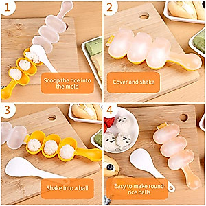 2pcs-Rice Ball Shaker,Rice Ball Molds, DIY Ball Shaped Kitchen Tools Shakers Food Decor for Kids DIY Lunch Maker Mould with a Mini Rice scoop