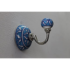 PARIJAT HANDICRAFT 5 Pcs Set Ceramic Coat Hook Towel Hanger for Bathroom Home and Office Pink Blue White