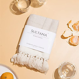 Sultana Luxury Linens - Turkish Hand Towels Set of 4 | 100% Turkish Cotton | Decorative Kitchen and Bathroom Hand Towel for Tea, Face, Hair, Dish, Spa, and Bath |19 x 39 Inches