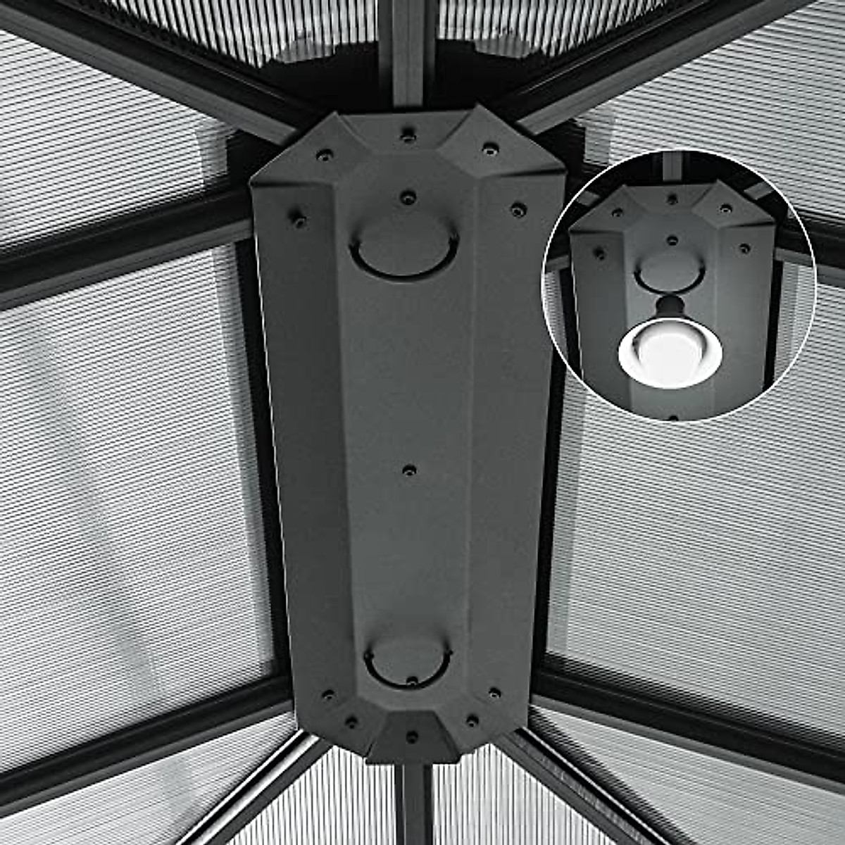 YITAHOME 10x12ft Hardtop Gazebo Outdoor Polycarbonate Canopy with Netting and Shaded Curtains, Aluminum Frame Garden Tent for Patio, Backyard, Deck and Lawns