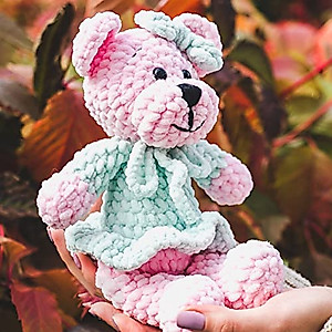 165g Soft Chenille Yarn Fluffy Velvet Yarn for Crocheting and Arm Knitting Crochet Yarn Thick Chunky Velvet Yarn Handcrafts Weaving for Blankets Bags Hats Gloves Slippers Dolls