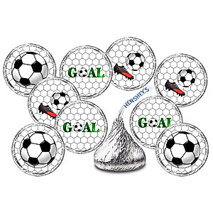 216 Sports Soccer Kisses Stickers, Kisses Stickers for Birthday Party, Baby Shower, Wedding, Graduation, or Any Family Event Decorations, Candy Not Included.