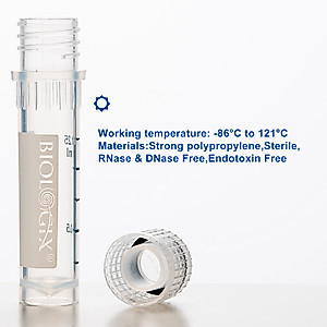 CryoKING Cryovials Sterile Tubes 2ml Lab Vials with Caps Cryovial for Low Temperature Storage, Pack of 500