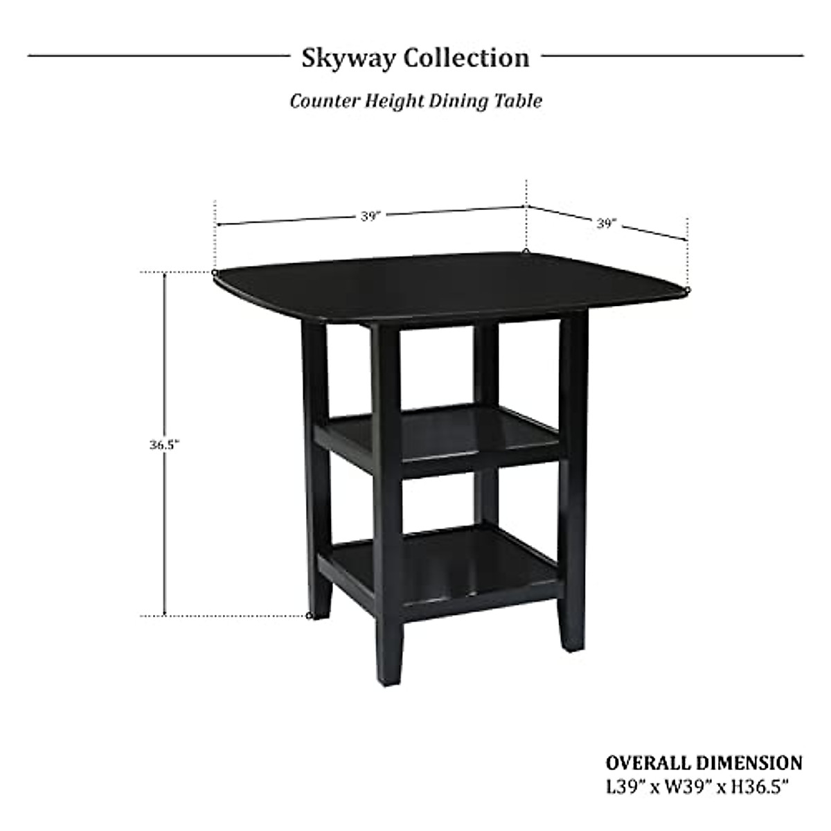 Lexicon Skyway 5-Piece Counter Height Dining Set, Black