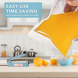 METRONIC Impulse Sealer 8 inch, Manual Heat Sealer Machine for Plastic Bags, Shrink Wrap Bag Sealers Heavy Duty Sealing Machine With Repair Kit (Blue)