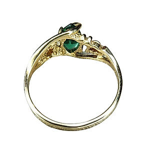 Lab Created Emerald Marquise Wrap Ring, 10k Yellow Gold, 12k Pink and Green Black Hills Gold Size 5.5