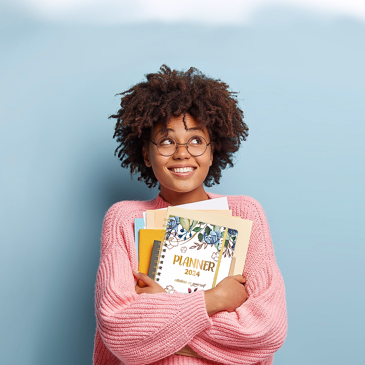 2024 Planner - Jan. 2024 - Dec. 2024 Planner 2024, Planner 2024, 2024 Planner Weekly and Monthly with Tabs, 6.4" x 8.5", Hardcover with Back Pocket + Thick Paper + Twin-Wire Binding - Flower