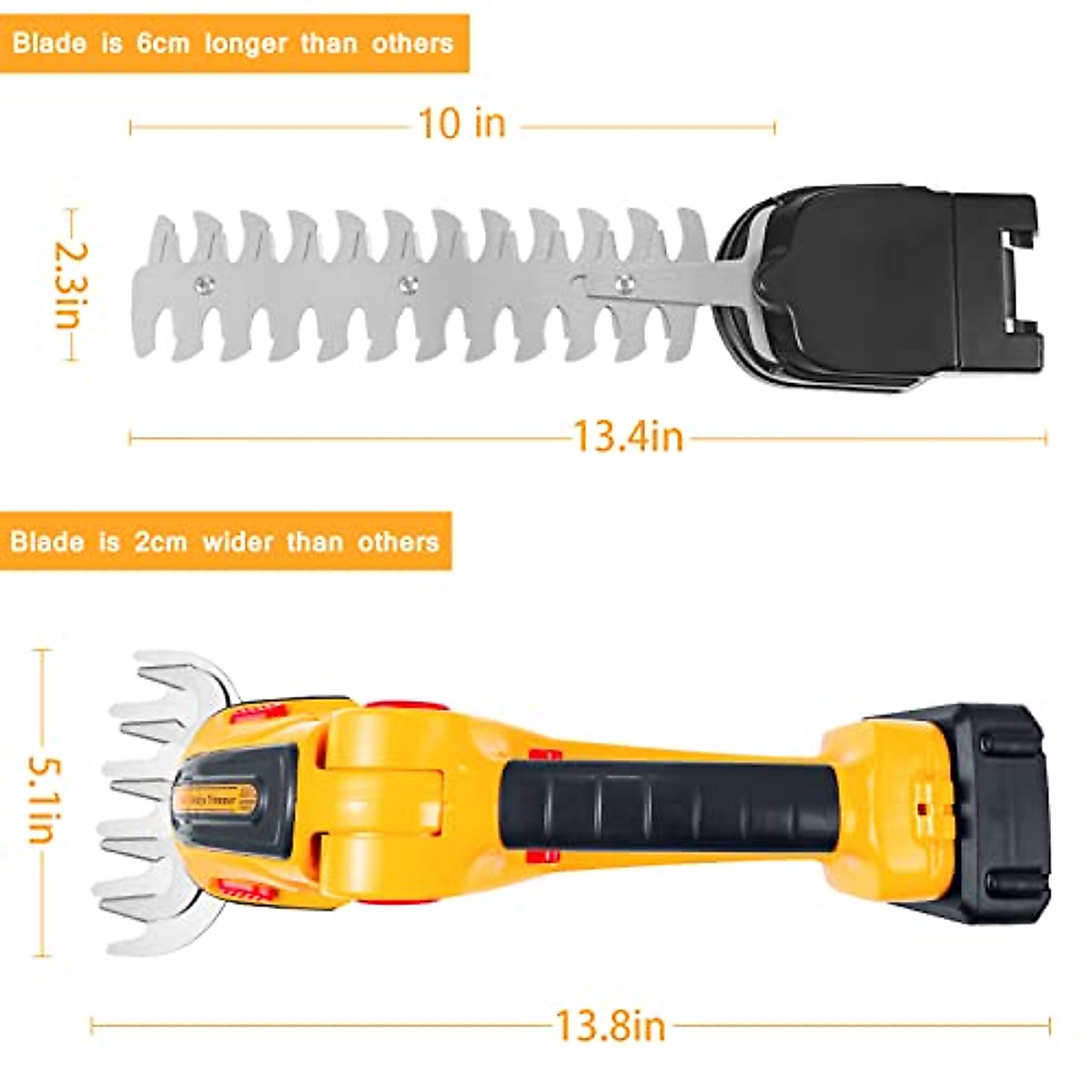 24V Cordless Grass Shear & Hedge Trimmer, 2 in 1 Electric Mini Hedge Trimmer, Handheld Grass Cutter Clippers Power Hedge Trimmers with 1500mAh Rechargeable Battery & Charger for Gardening