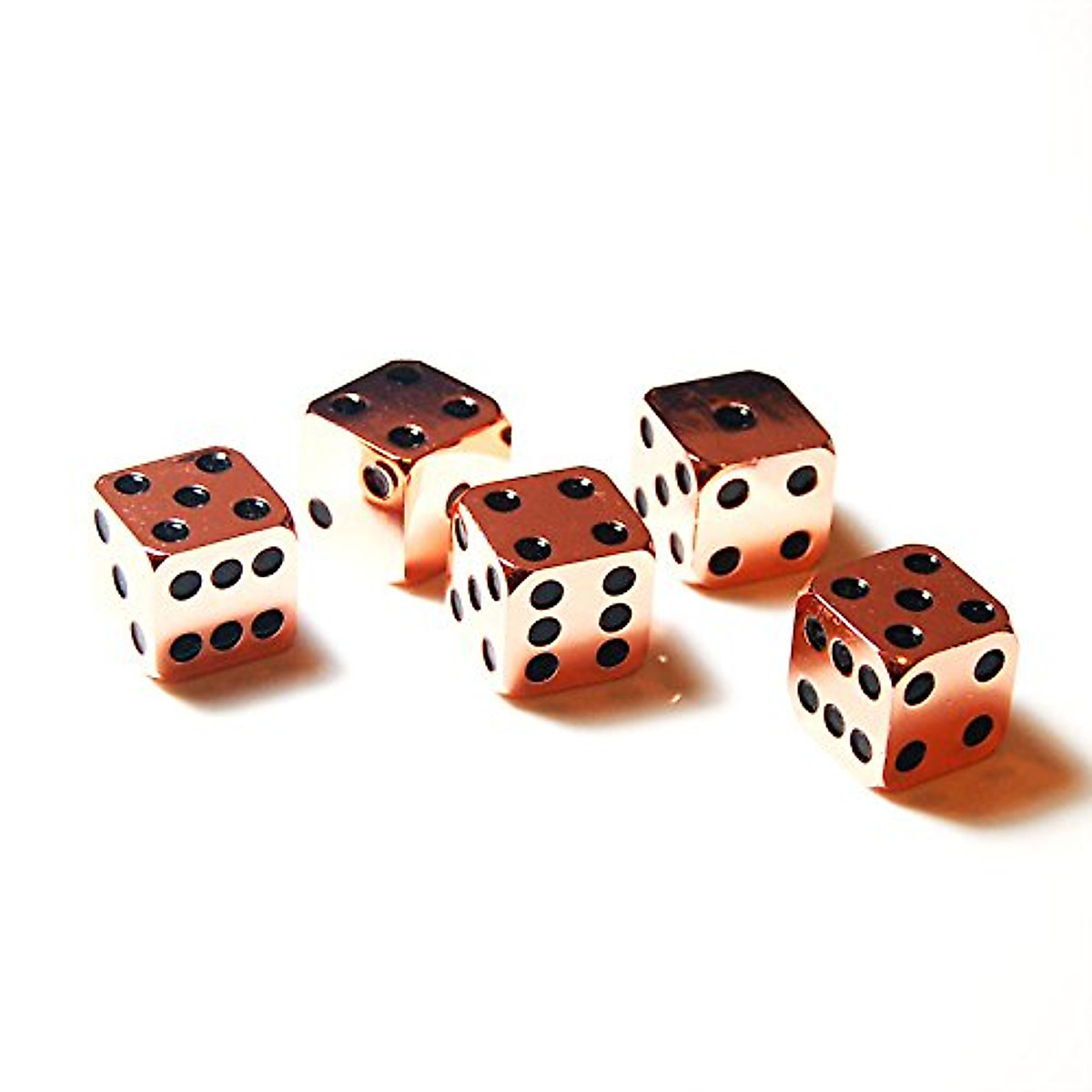 5Pcs D6 16mm Metal Alloy Custom & Unique Six-Sided Dice - 3 Types Highly Polished Premium Edition (Silver Body with Deep Blue pips)