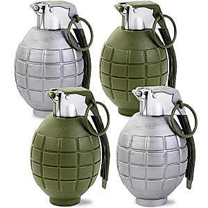 Liberty Imports 4 Pack Kids Toy Military Army Pretend Play Plastic Hand Grenades with Realistic Sound Effects