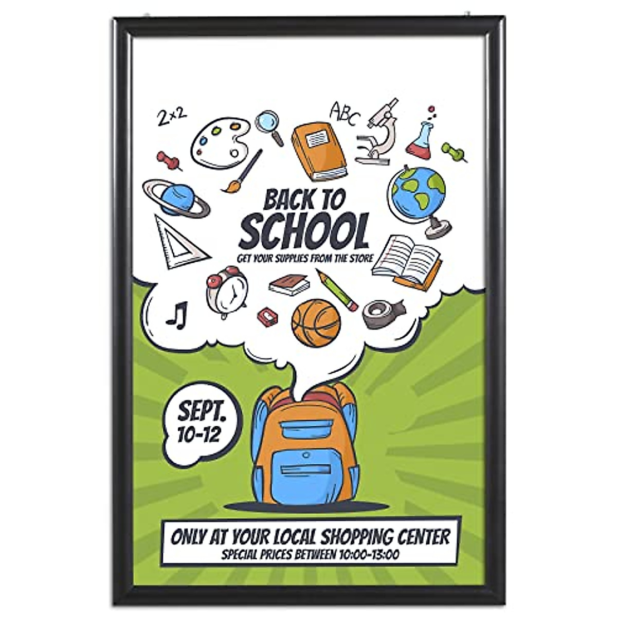 M&T Displays Portable Snap Poster Frame 40x60 Inch Black 1.77" Aluminum Profile Front Loading Wall Mounting Photo Picture Document Certificate Sign Holder Mitered Corner Anti Glare Cover