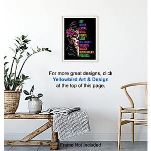 Mexicans Latinx Woman Wall Art - Latina Motivational poster - Arte Decoraciones Para Cuartos - Regalos Para Mujeres Ninas Chicas Chicano Latino Latin Americans - Inspiration Art Positive Quotes 8x10