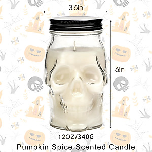 Gothic Skull Candle, Large Skull Candle Halloween Gothic Decorations for Home Table Bar Indoor Room,Scary Halloween Decorations Indoor White