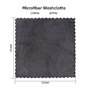 Orighty Ultra Soft Washcloths 48 Pack, Premium Microfiber Towel Sets 12 x 12 inches, Absorbent and Quick Drying Coral Velvet Washcloth, Multi-Purpose Wash Cloths for Bathroom, Hotel, and Gym (Grey)