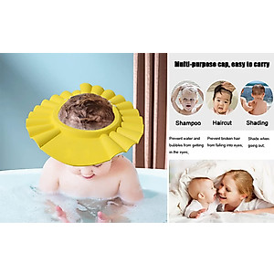 ericotry 3psc Soft Adjustable Baby Kids Bathing Shower Cap Wash Hair Shield Direct Visor Cap(Color Random)