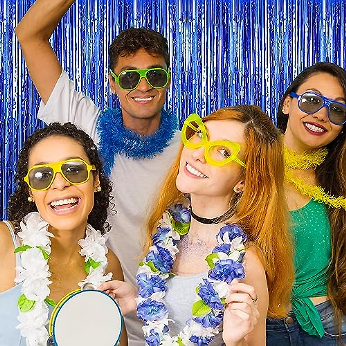 Birthday Party Decorations| 3 Pack 3.3 x 9.9 ft Blue Foil Fringe Curtains Party Supplies|Tinsel Curtain Backdrop for Parties, Glitter Streamers Backdrop for Birthday/Photo Booth Backdrops/Party Decor